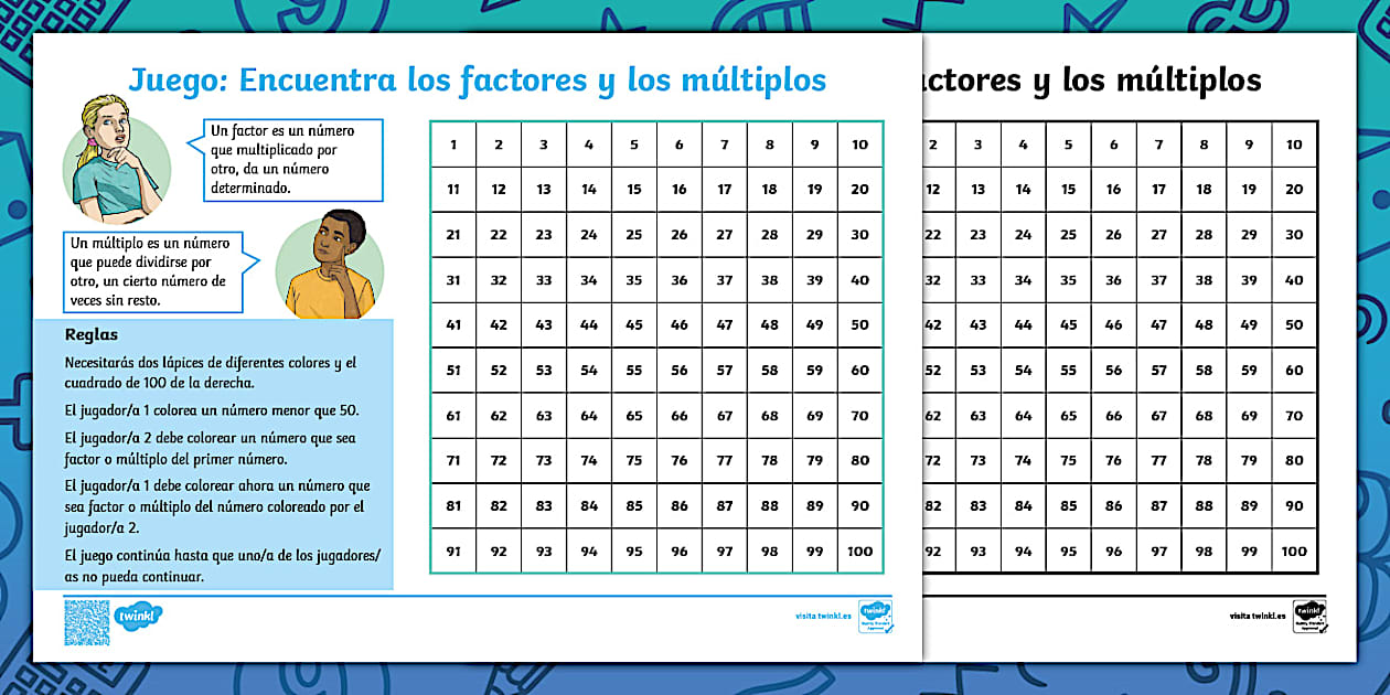 Juego: Encuentra los factores y los múltiplos - Twinkl