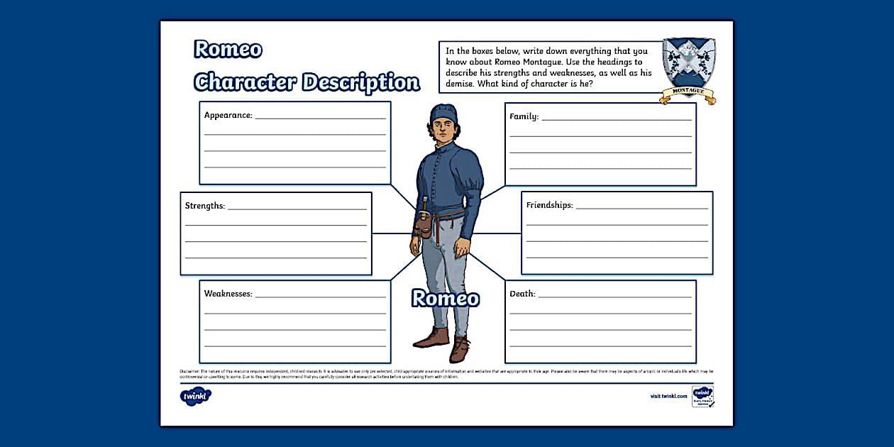 Romeo Character Description Mind Map (teacher made) - Twinkl