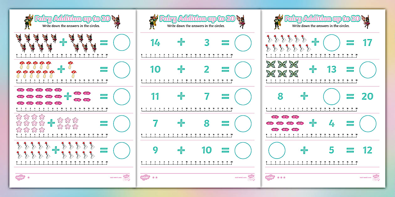 👉 Fairy Addition up to 20 Activity - Maths - Number - Twinkl