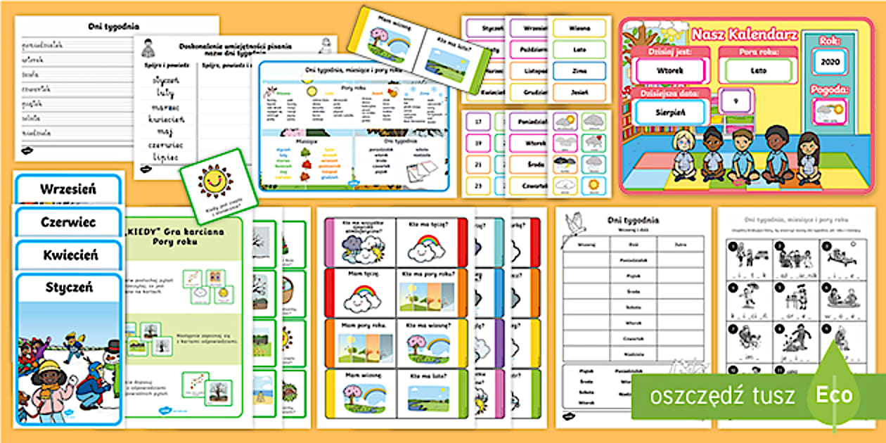 Dni tygodnia, miesiące, pory roku | Zestaw materiałów