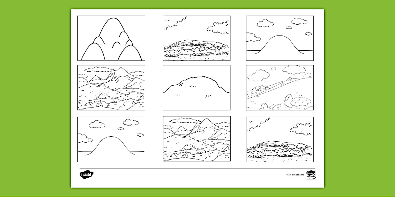 Hills Doodle Colouring Page (teacher made) - Twinkl
