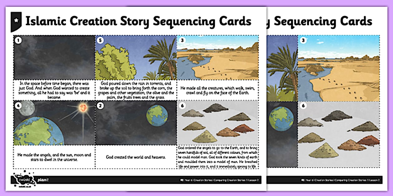 Editable Islamic Creation Story Sequencing Cards - Twinkl