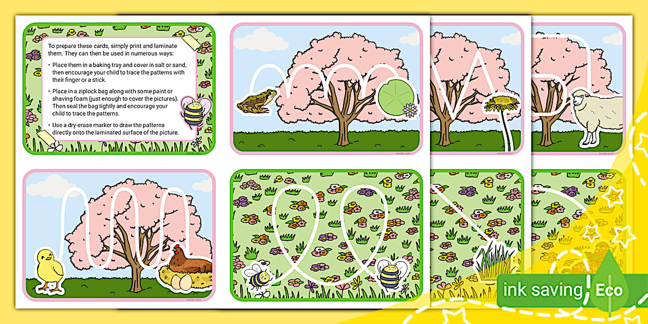 Spring-Themed Mark Making Cards - Twinkl