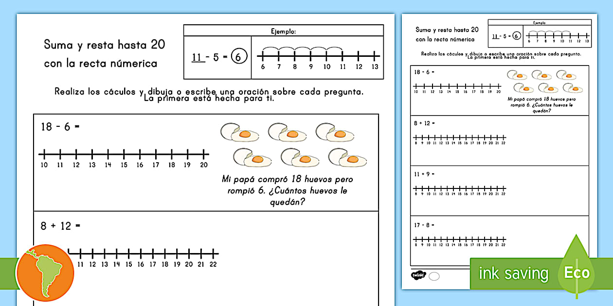 Black and White Sumas y restas hasta 20 Ficha de actividad - Guía de ...