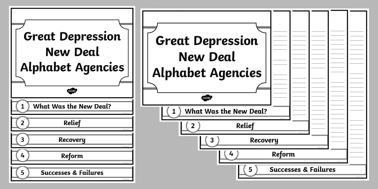 Great Depression New Deal Alphabet Agencies Flipbook 6th-8th