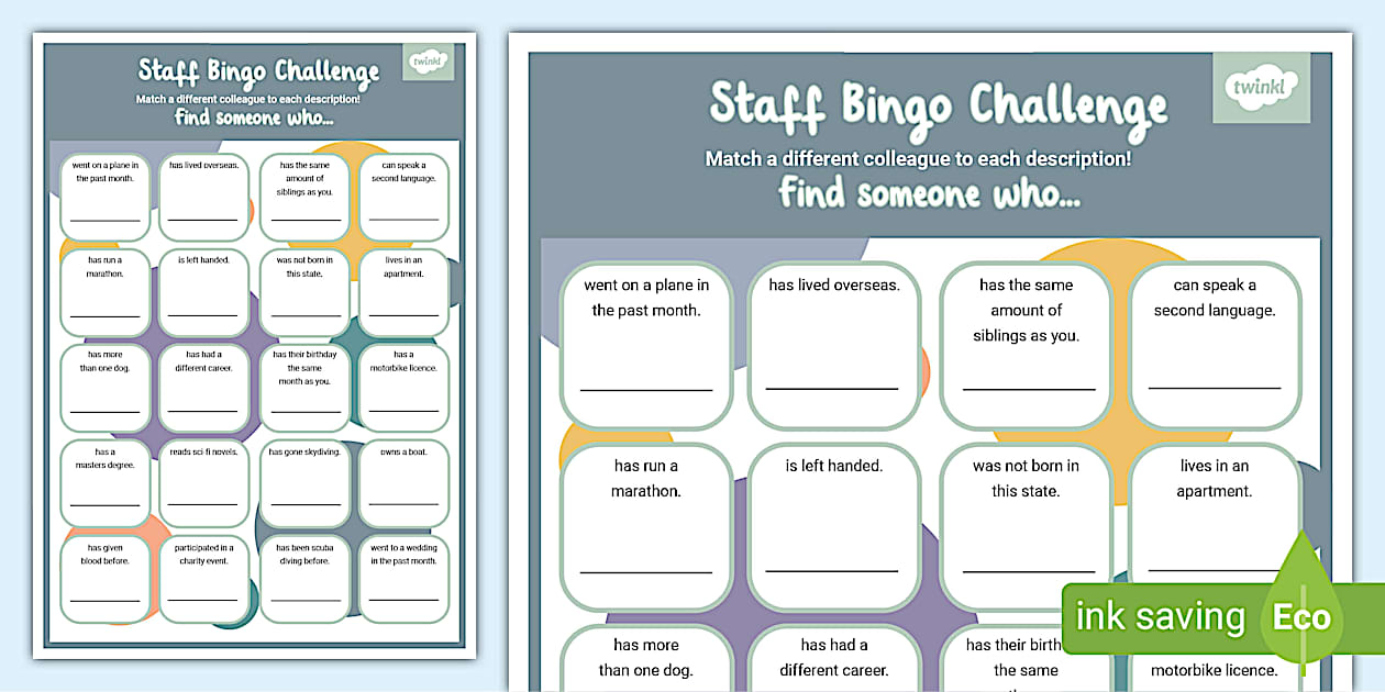 Staff Bingo Challenge (teacher made) - Twinkl