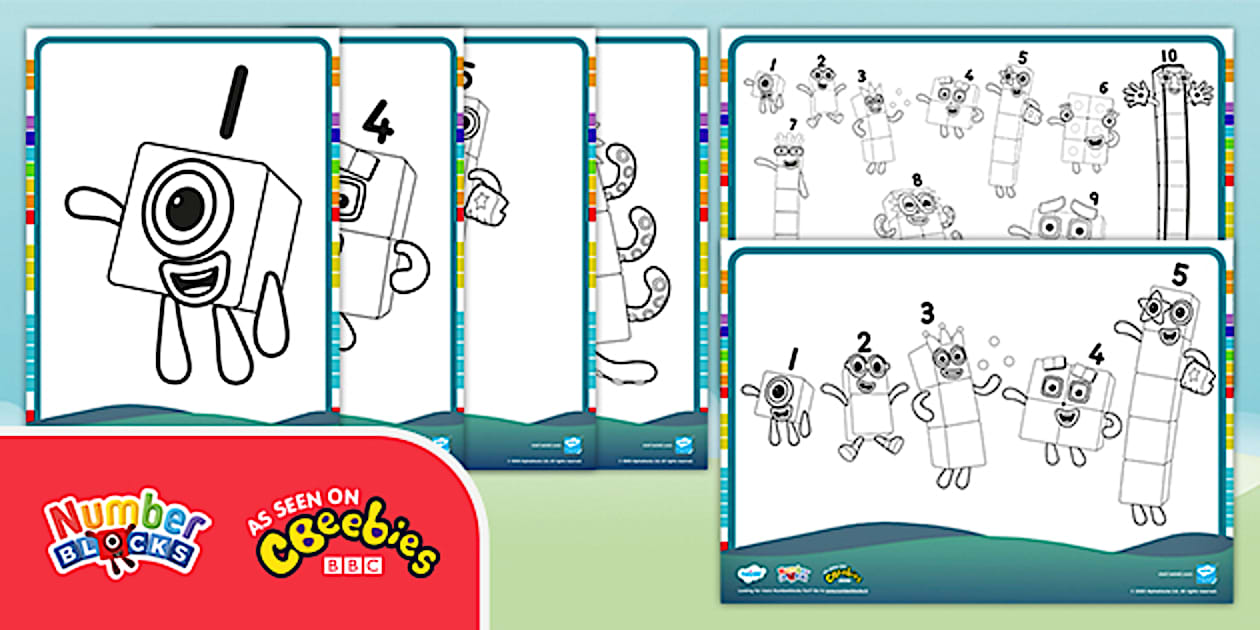 FREE! - 넘버블럭스 1-10 색칠 공부 Numberblocks 1-10 Colouring Pages