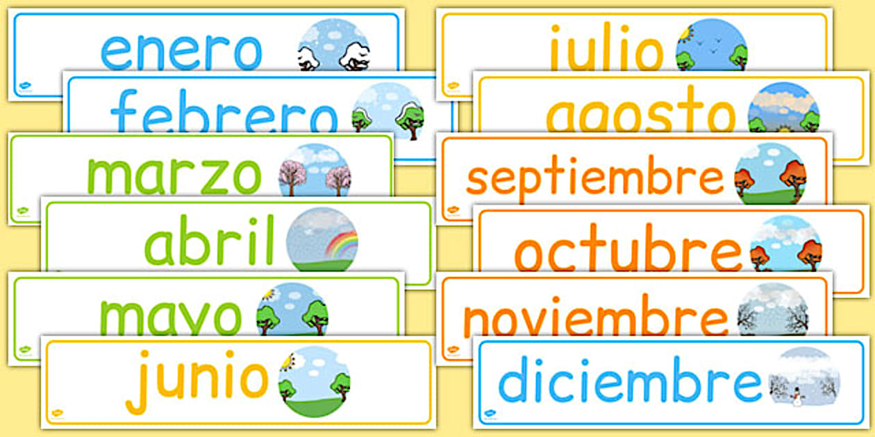 Months of the Year Display Banner Pack Spanish - Twinkl