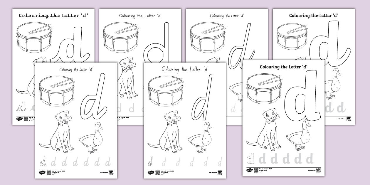 Letter D Colouring Pages (teacher made) - Twinkl