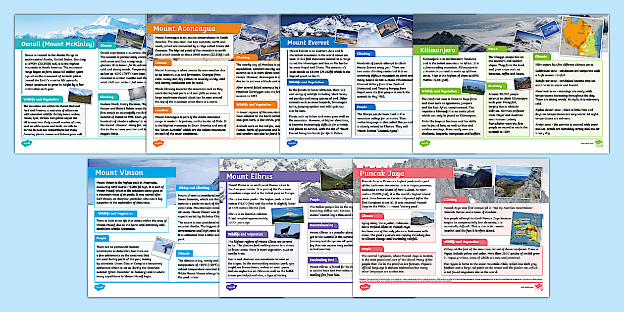 Seven Summits Facts | Seven Summits KS2 | Twinkl Geography