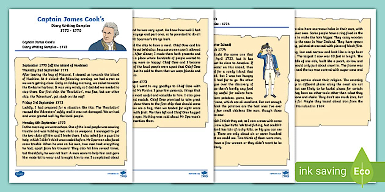 Captain James Cook's Diary Writing Sample - KS1 Year 2