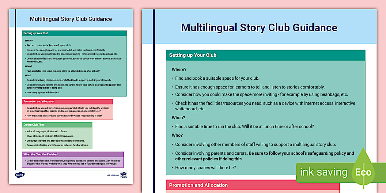 EAL Multilingual Story Club Guidance (teacher made) - Twinkl