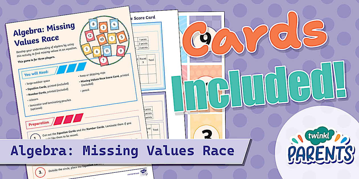 SEND Maths Support: Algebra: Missing Values Race (Year 6 Level)