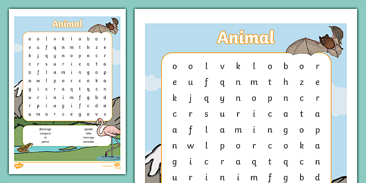 Sopa de Letras: Animal - Divertido jogo de palavras - Twinkl