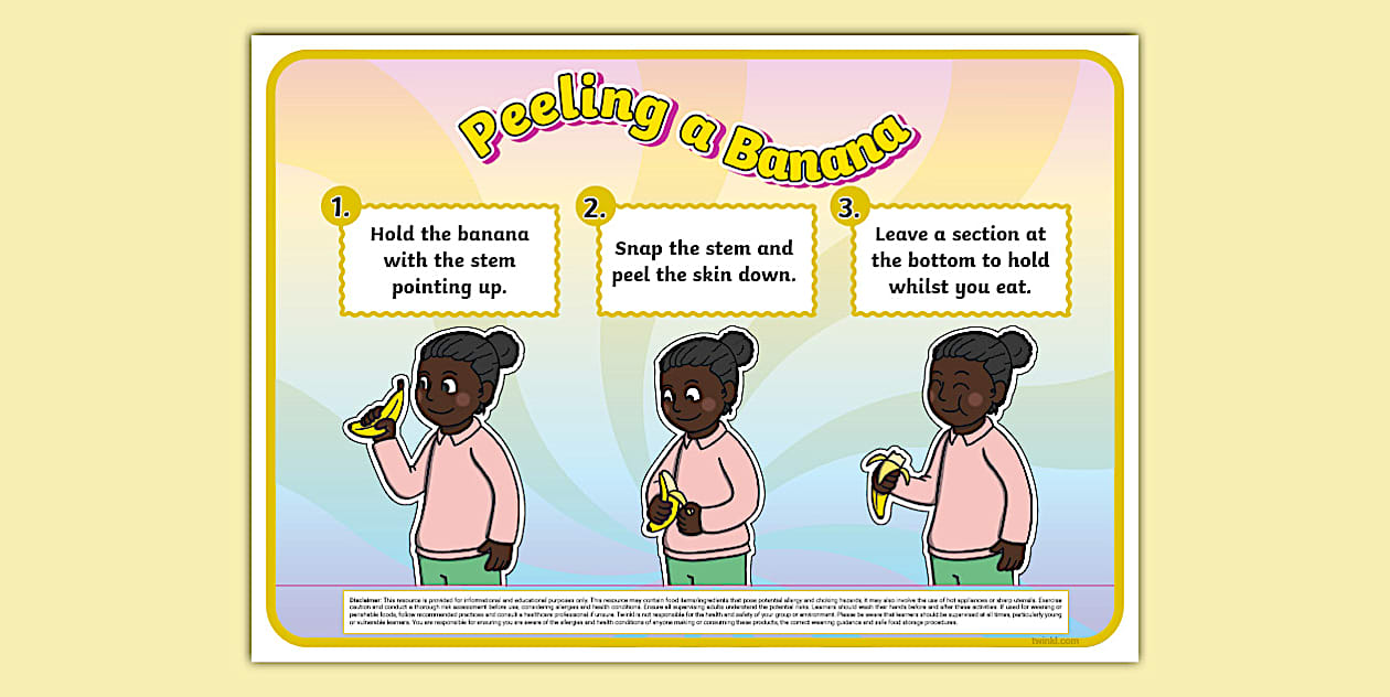 Peeling a Banana Instructions Display Poster (teacher made)