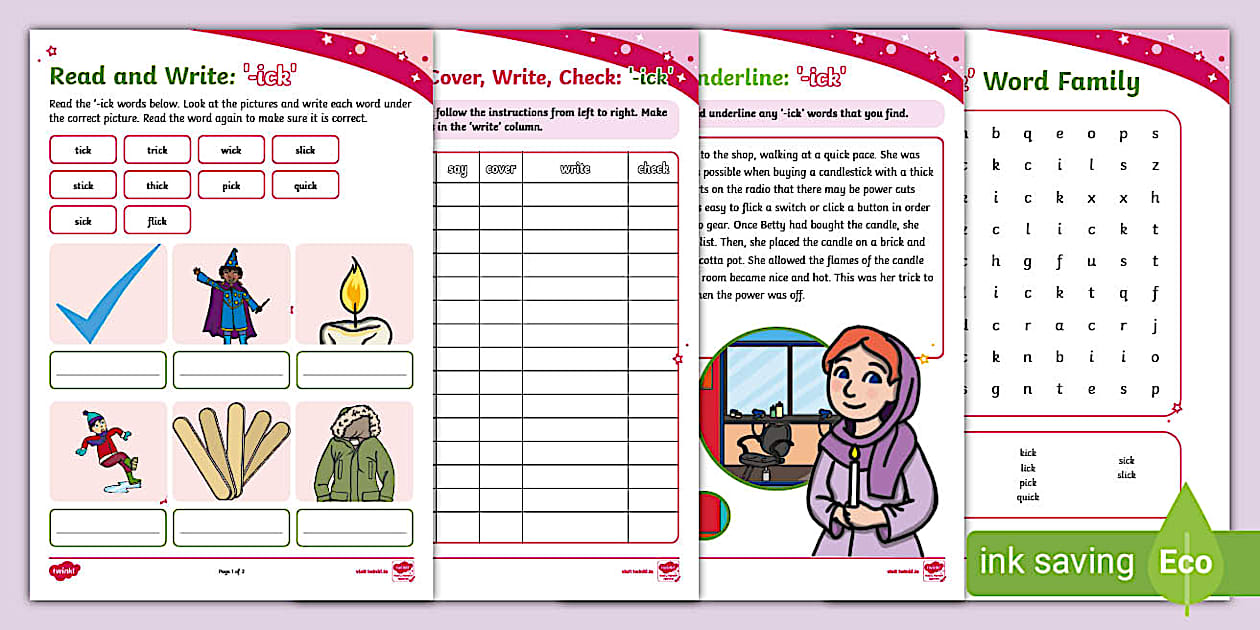 Word Family '-ick' Activity Sheets (teacher made) - Twinkl