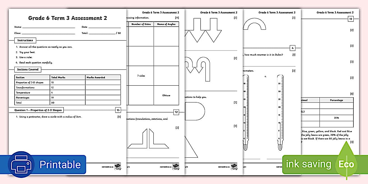 Grade 6 Term 3 Assessment 2 (teacher made) - Twinkl
