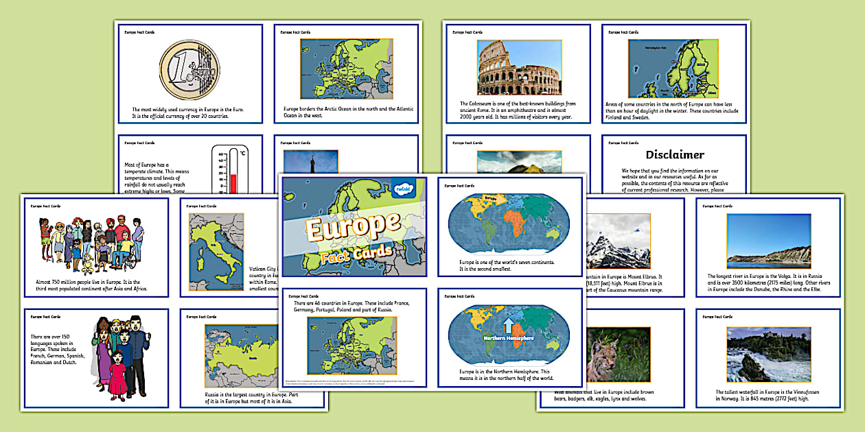 Europe Fact Cards