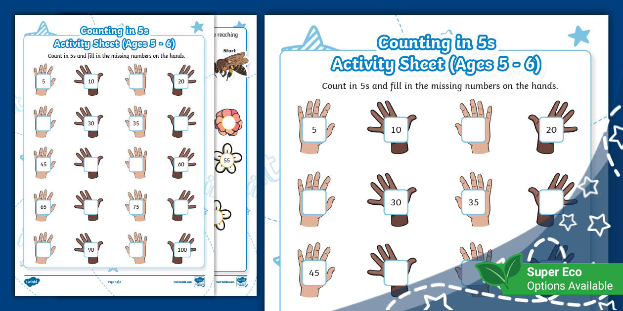 👉 Counting in 5s Activity Sheet (Ages 5 - 6) - Twinkl