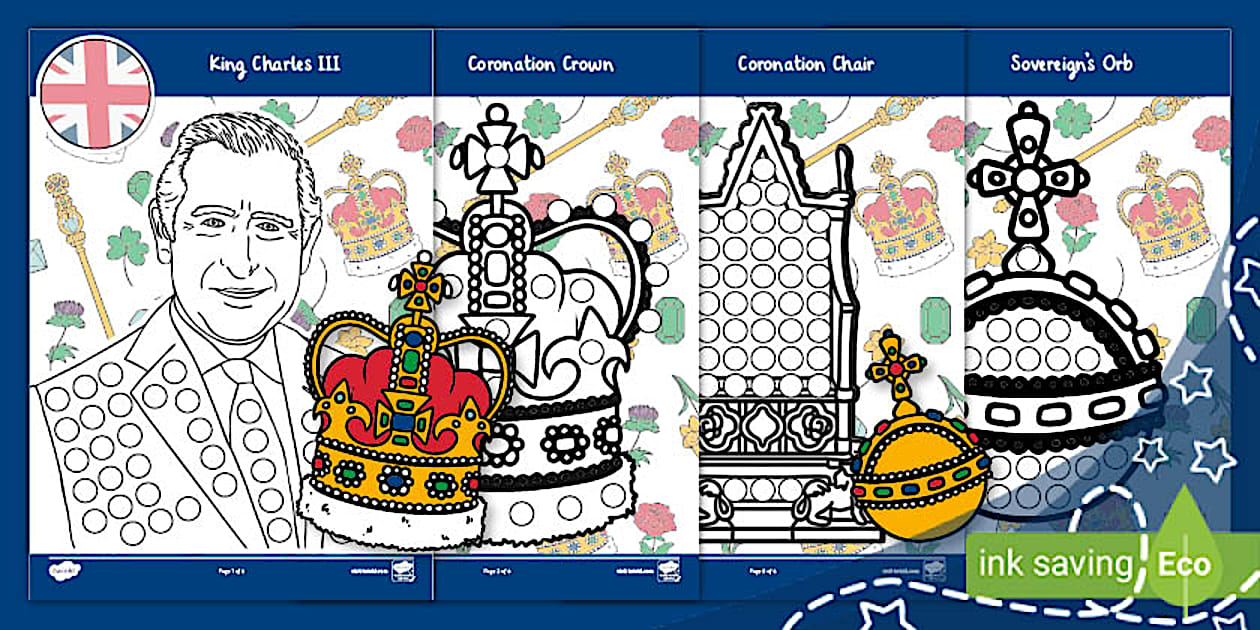 The King's Coronation Fingerprint Art Activity - Twinkl