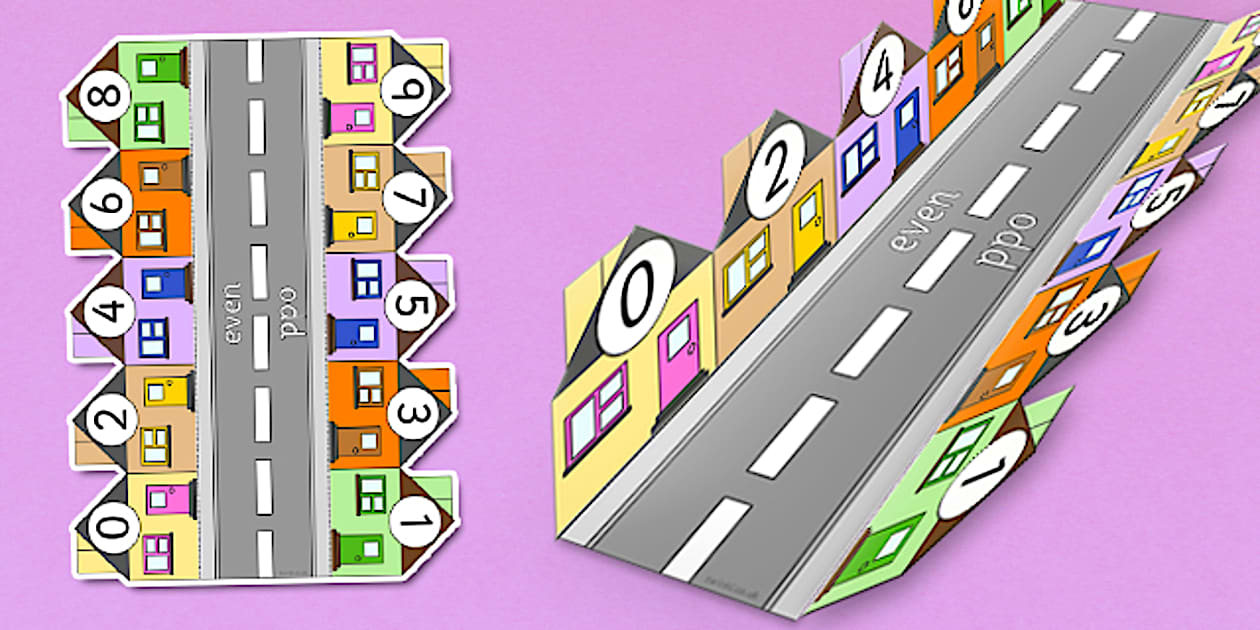 Editable Odd and Even Number Houses Interactive Visual Aid