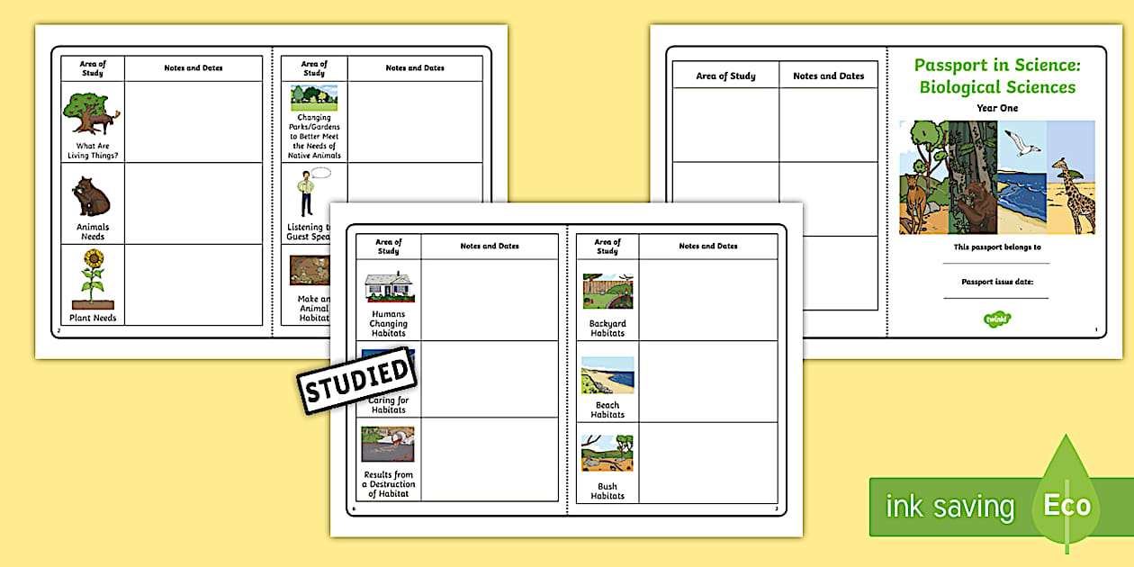 QLD Year 1 Habitats Science Passport Booklet (teacher made)