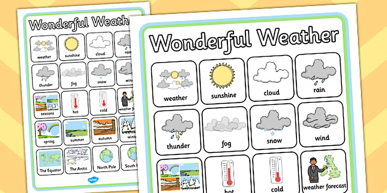 Cursive Wonderful Weather Word Grid (teacher made) - Twinkl