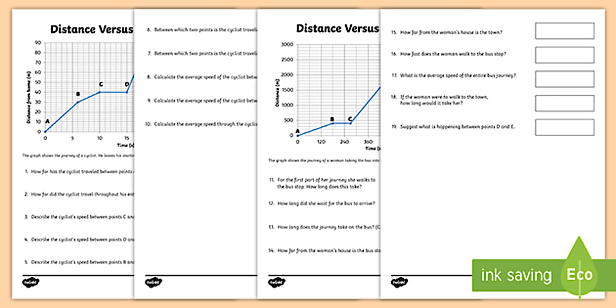 Distance Time Graph Worksheet Activity | Graphing - Twinkl