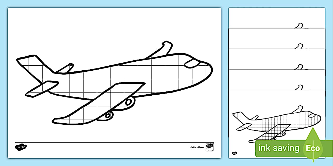 Aeroplane Mosaic Colouring Pages (teacher made) - Twinkl