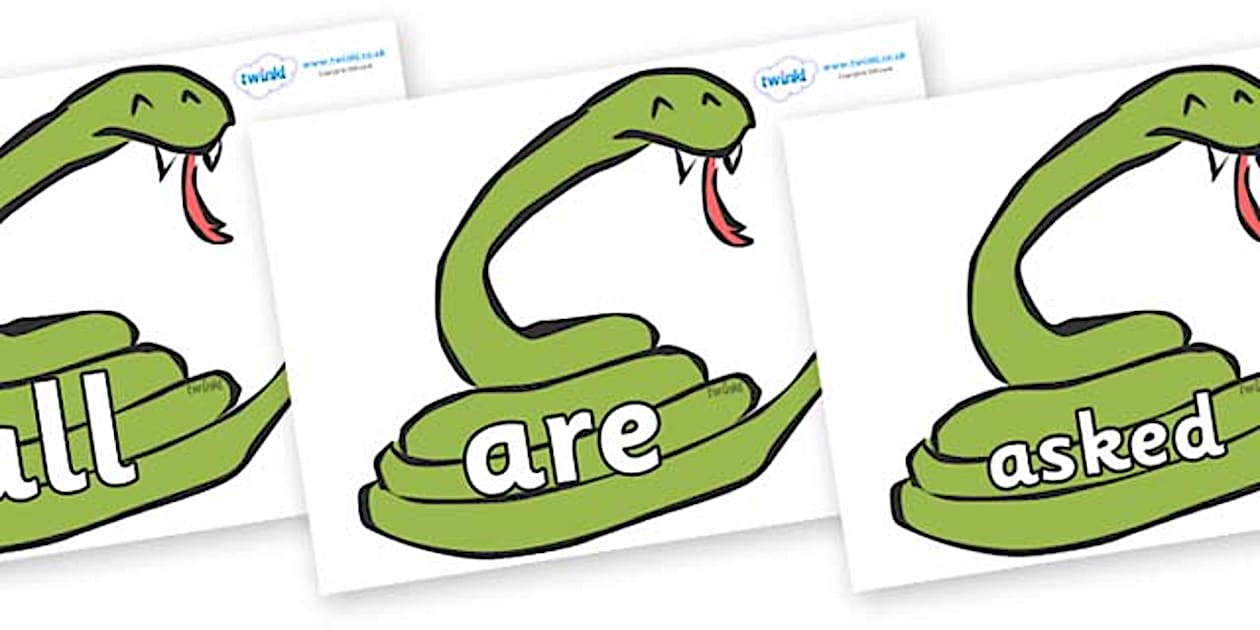 Cursive Tricky Words on Snakes (Teacher-Made) - Twinkl