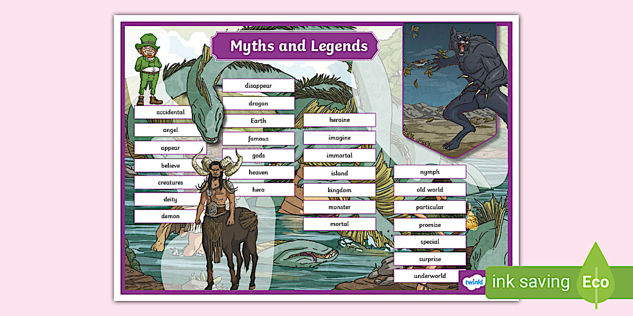 Myths and Legends Word Mat (teacher made) - Twinkl