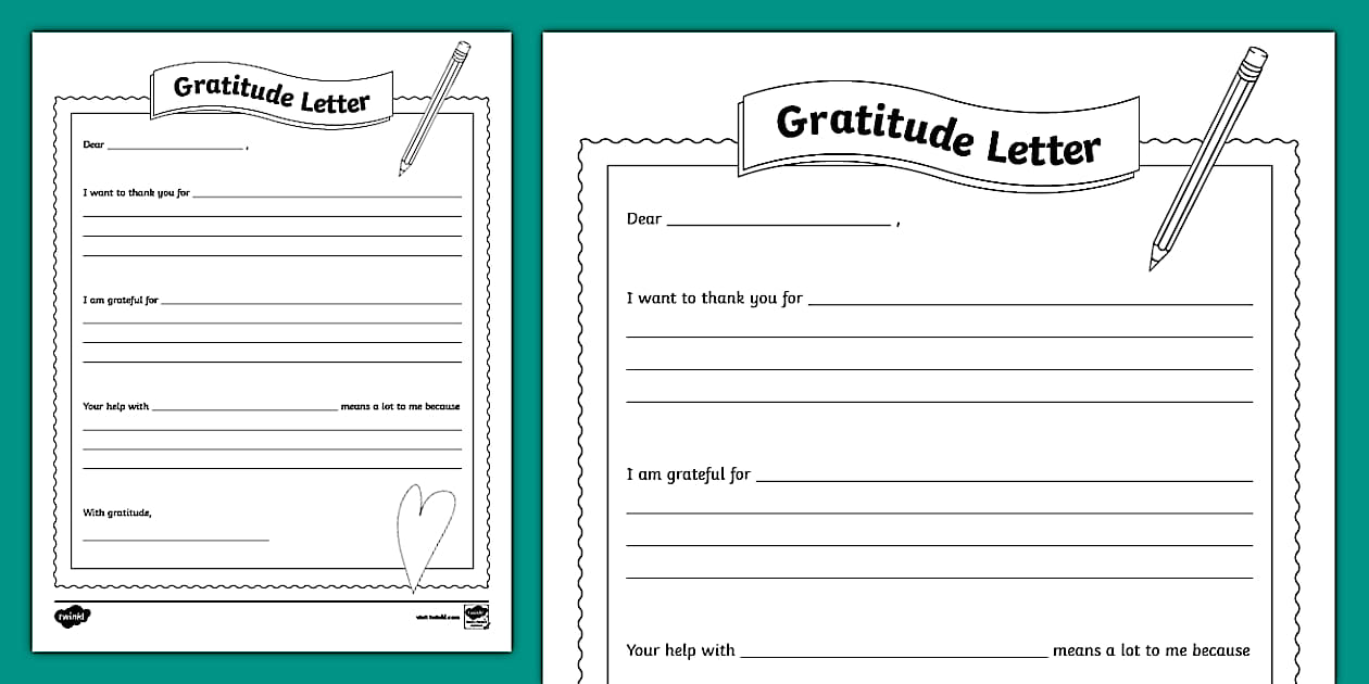Gratitude Letter Template (teacher made) - Twinkl