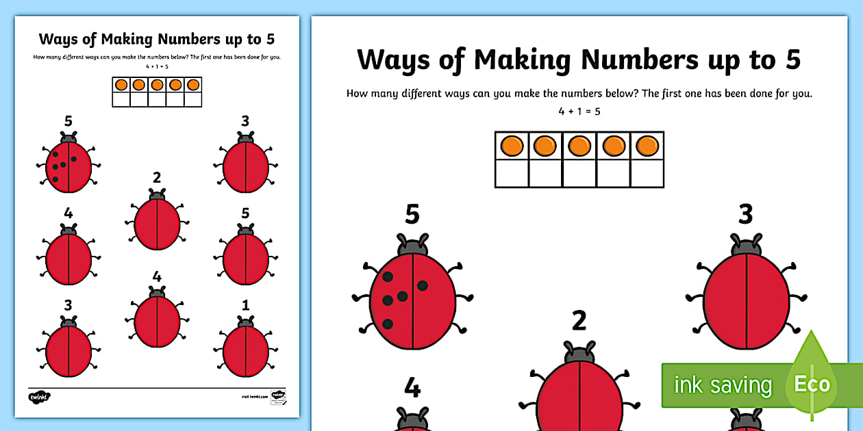 Ways of Making Numbers up to 5 Worksheet / Worksheet