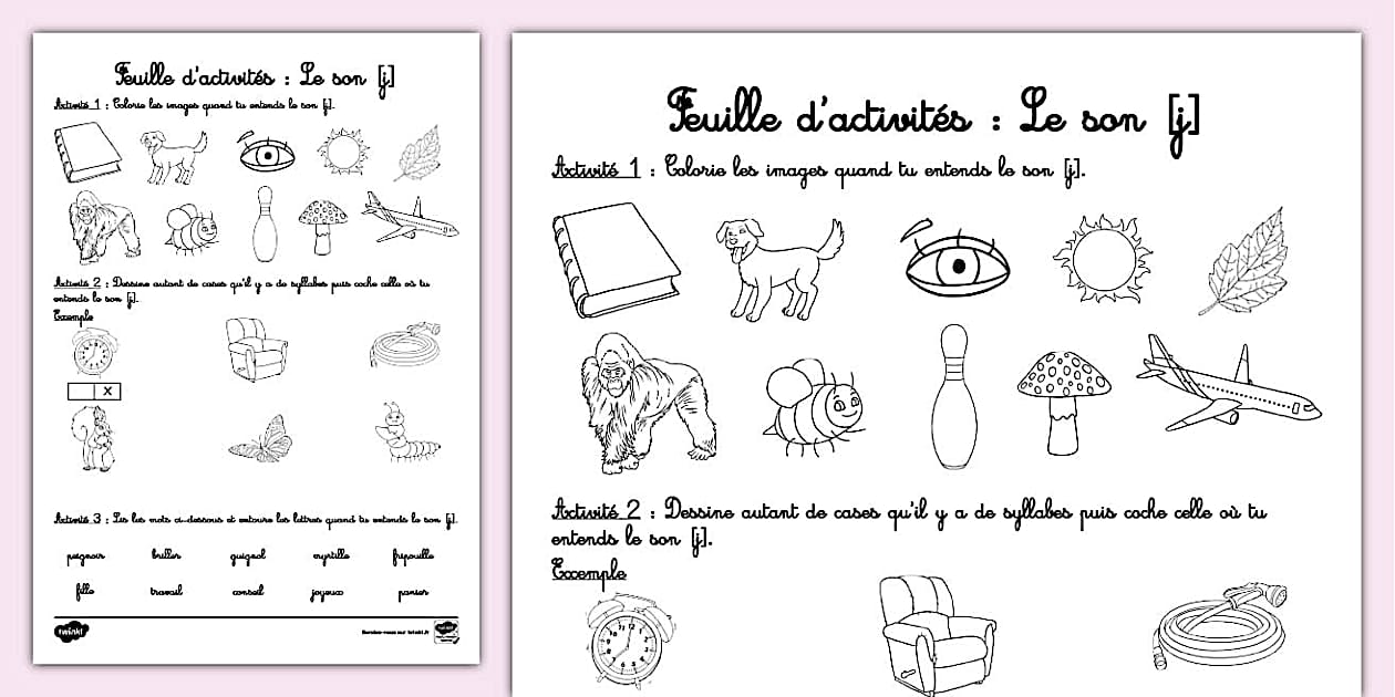 Feuille d'activités : Le son ill,il,i,y [j] (teacher made)
