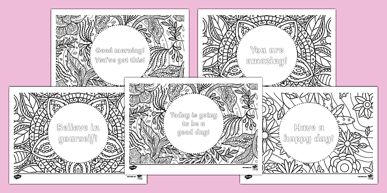 Positive Start Morning Mindfulness Colouring Pages - Twinkl