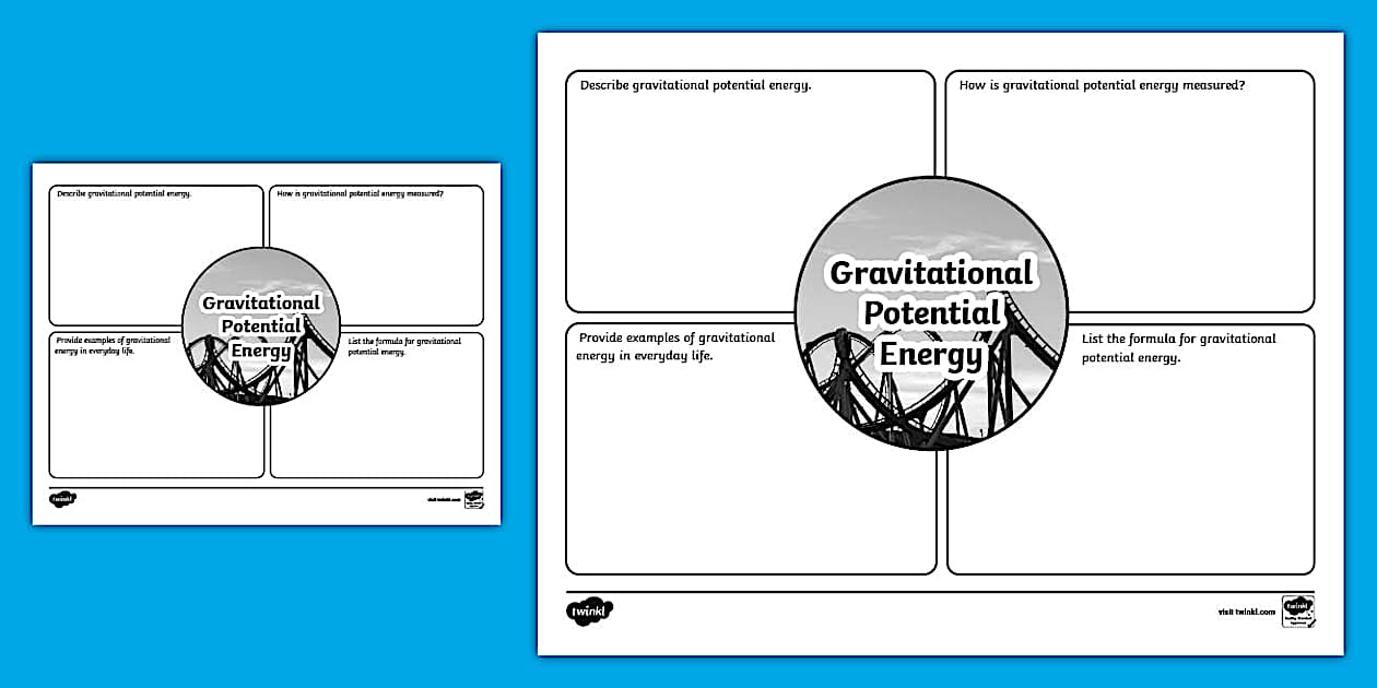 Gravitational Energy Mind Map Worksheet for 6th-8th Grade