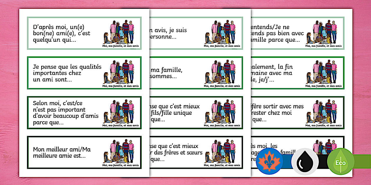 French-Language Family Conversation Role Play Cards - Twinkl