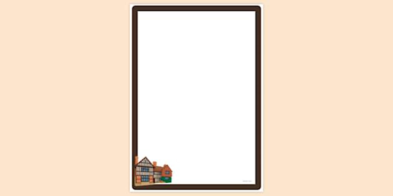 Simple Blank Tudor House Page Border | Page Border | Twinkl