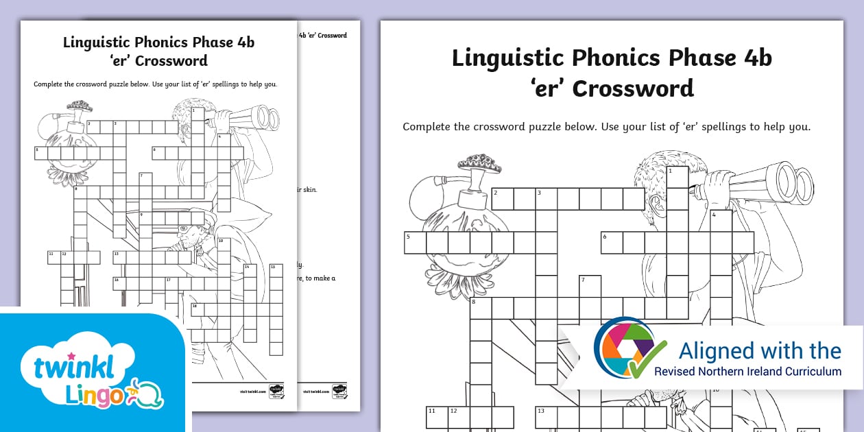 Linguistic Phonics Phase 4b 'er' Crossword