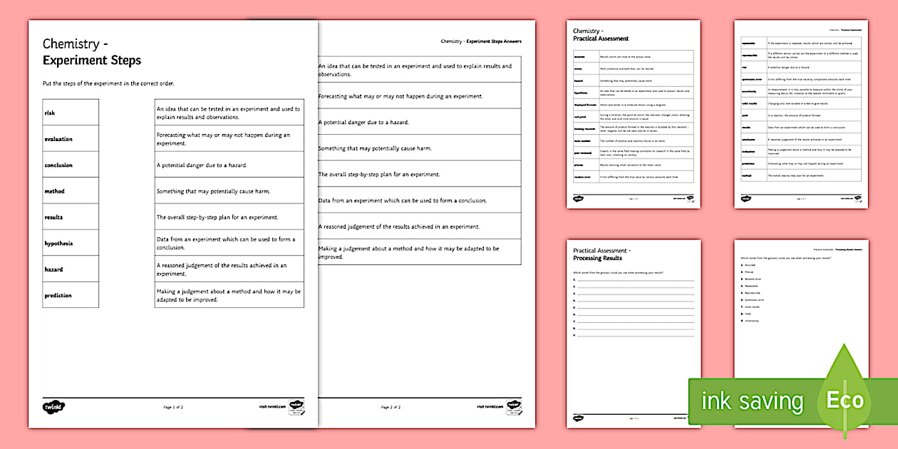 Editable Practical Assessment Glossary Activity - Twinkl