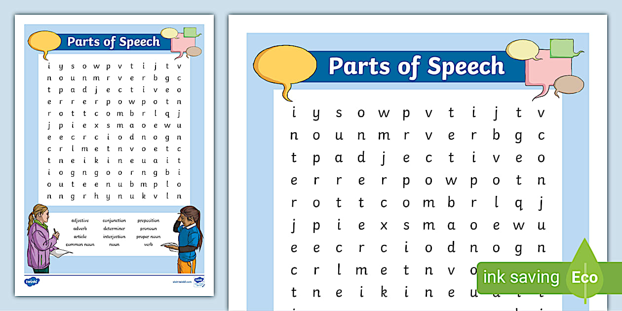 Parts of Speech Word Search (teacher made) - Twinkl