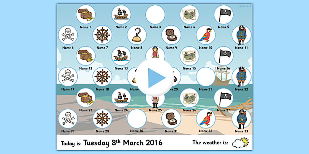 Pirate Theme Self-Registration PowerPoint (teacher made)