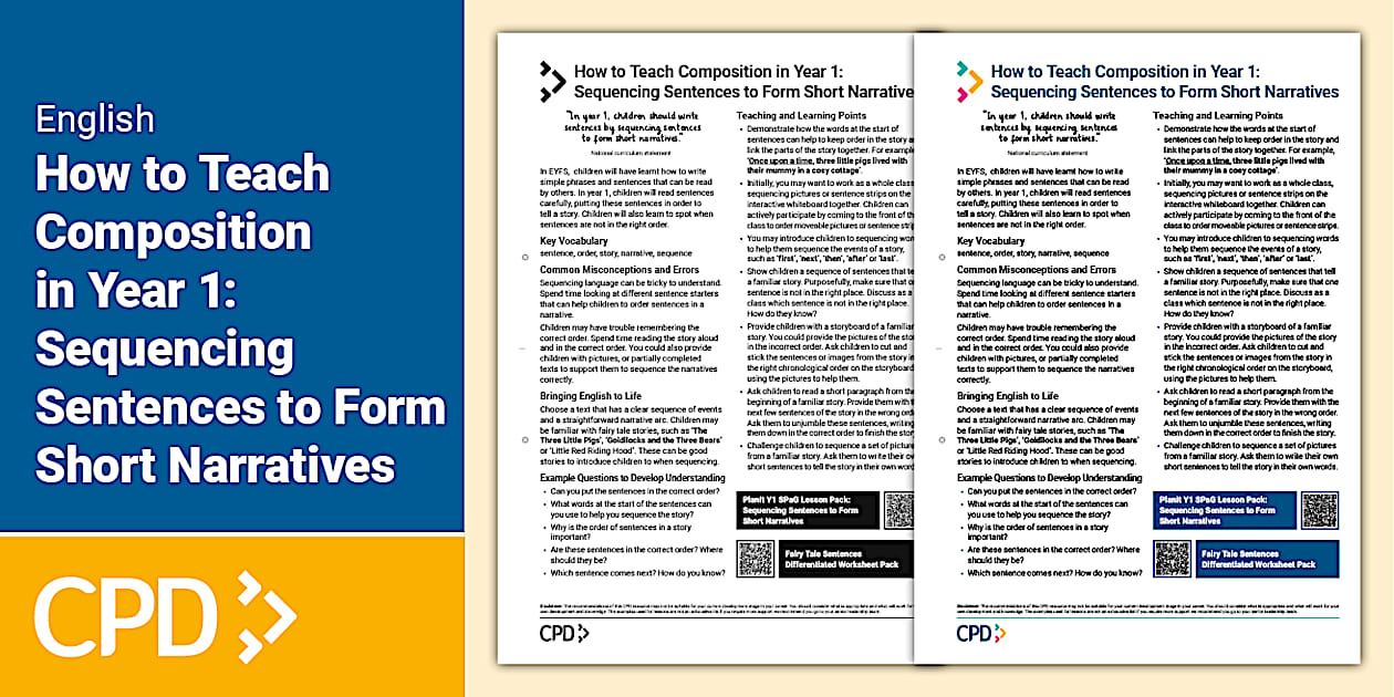 How to Teach Composition in Year 1: Sequencing Sentences to Form Short