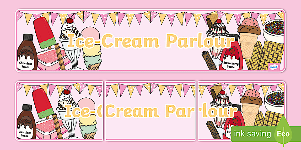 Cursive Ice Cream Parlour Display Banner - Twinkl