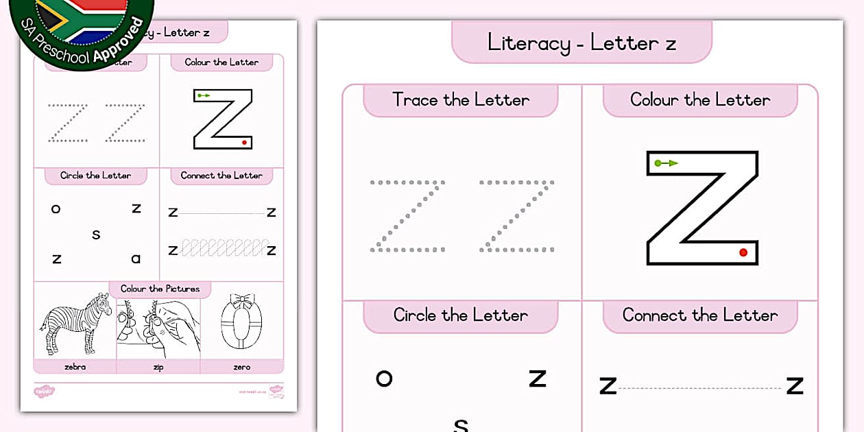 Preschool: Literacy: Letter z Worksheet