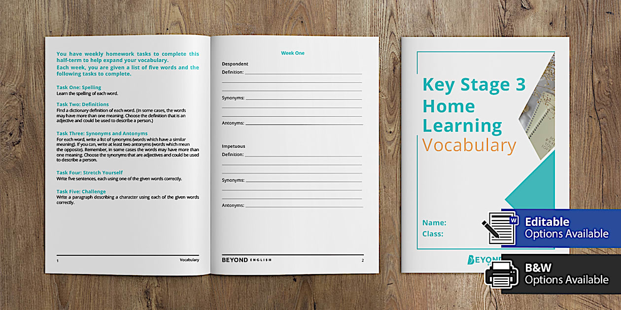 Home Learning Vocabulary Booklet | KS3 Vocabulary | Beyond