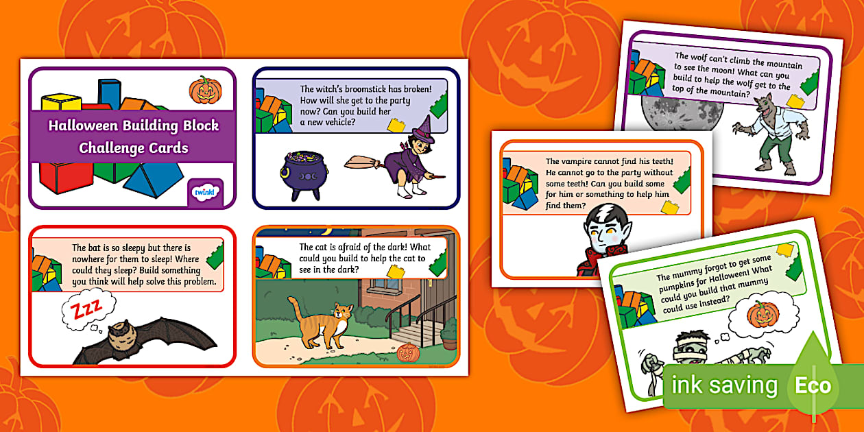 Halloween Building Block Challenge Cards (Teacher-Made)