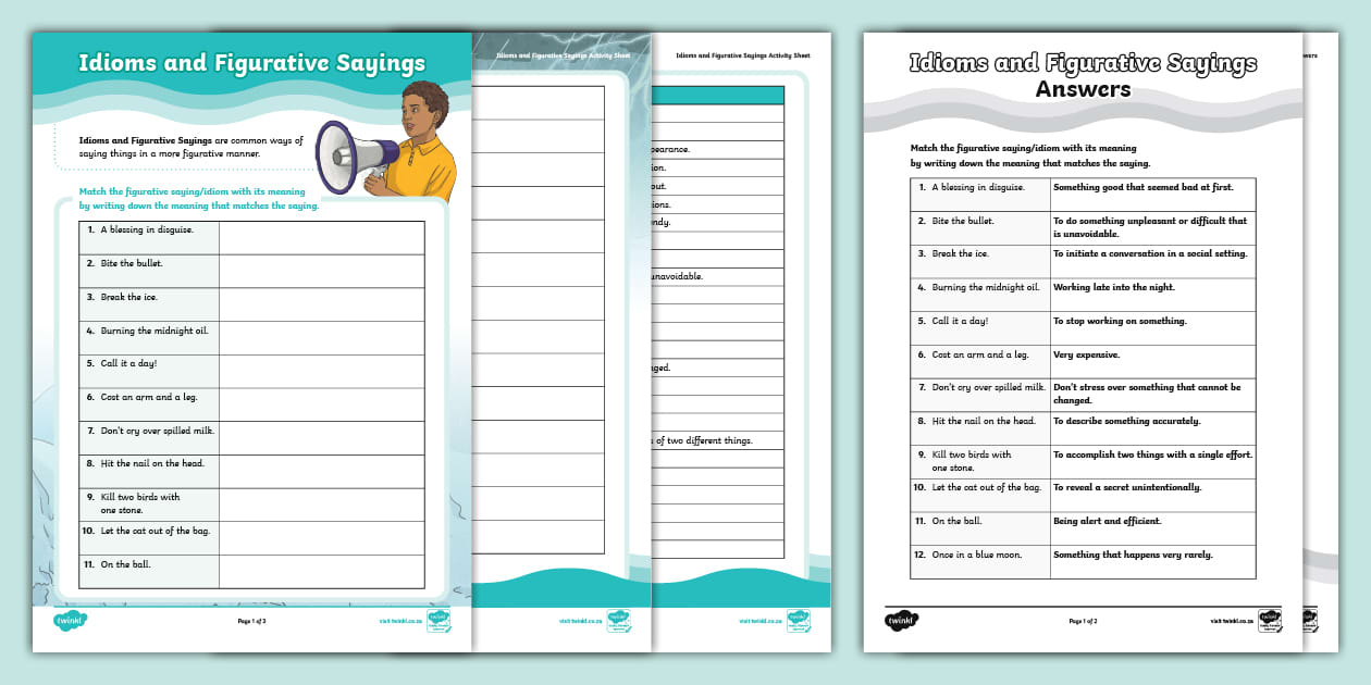 Idioms and Figurative Sayings Activity Sheet - Twinkl