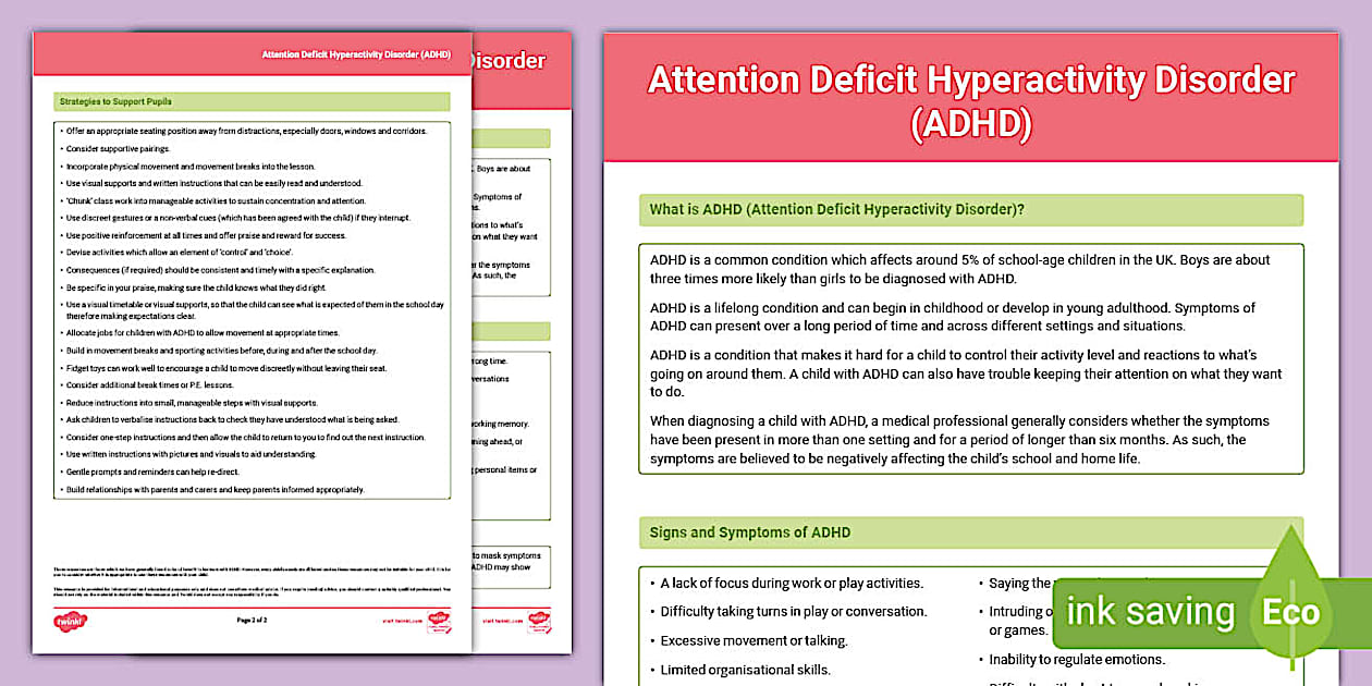 ADHD Strategies and Information Adult Guidance - Twinkl