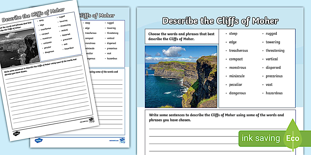 Describe the Cliffs of Moher Worksheet (teacher made)